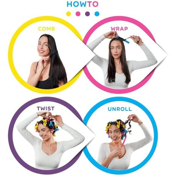 Hair | Heatless Flexible Hair Rollers Curlers 42pack 7 Soft Foam Flexi ...